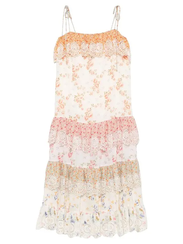 Zimmermann Floral Print Embroidered Midi Dress - Spli