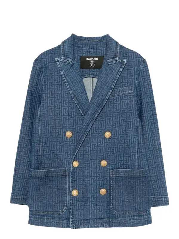 Balmain Long Sleeve Double-breasted Jacket - Blue