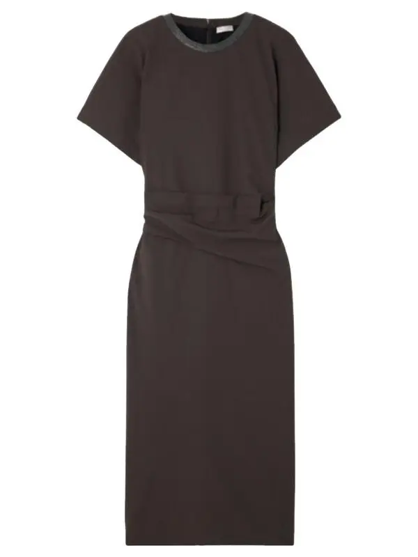Brunello Cucinelli Round Neck Short Sleeve Dress - Black