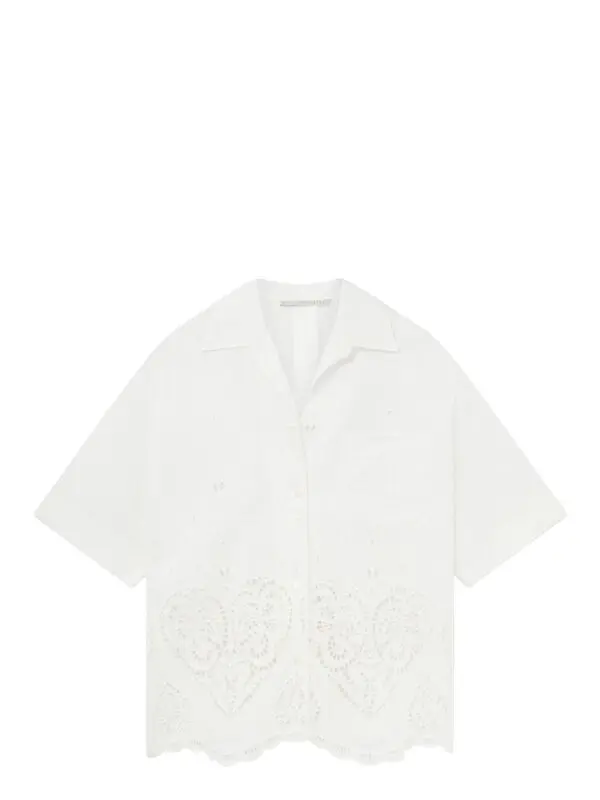 Stella McCartney Short Sleeve Embroidered Lace Shirt - White