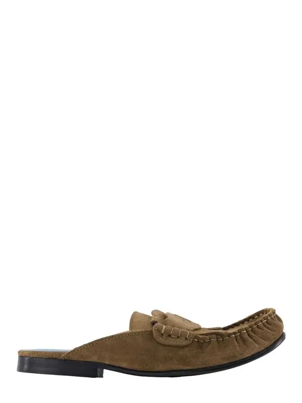 Marni Fringed Moccasin Mules - Green