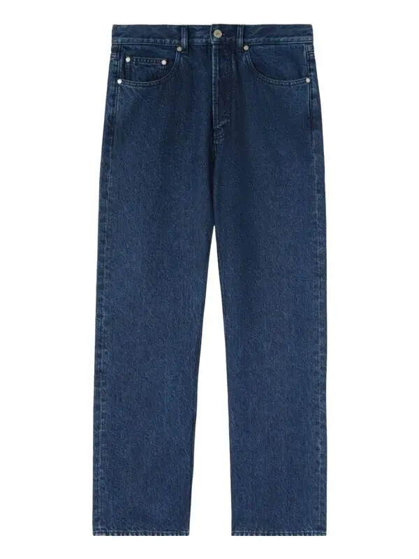 Palm Angels Logo Embroidered Straight Leg Jeans - Blue