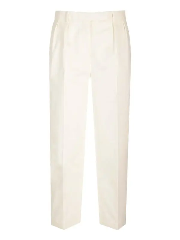 Thom Browne Straight Leg Pleated Trousers - White
