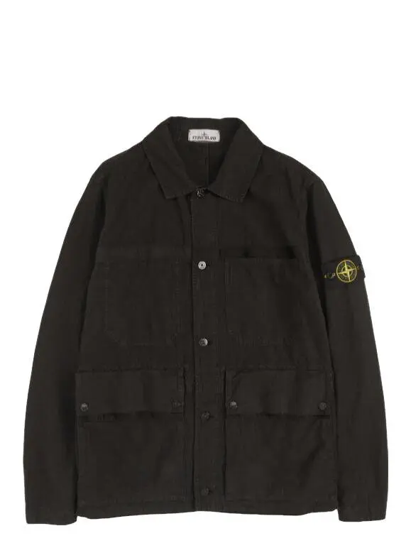 Stone Island Buttoned Collared Jacket - Black