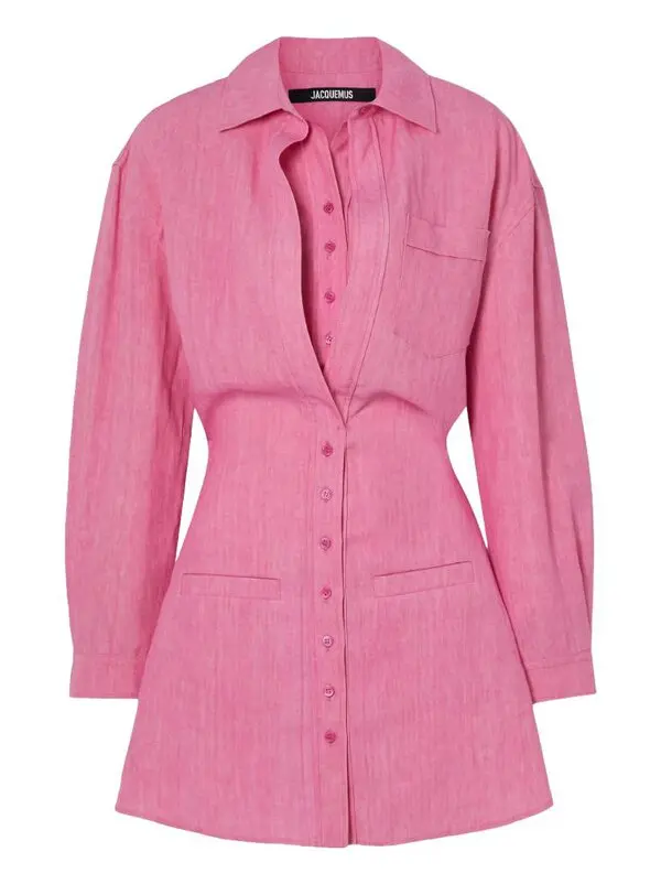 Jacquemus Logo Layered Shirt Dress - Pink