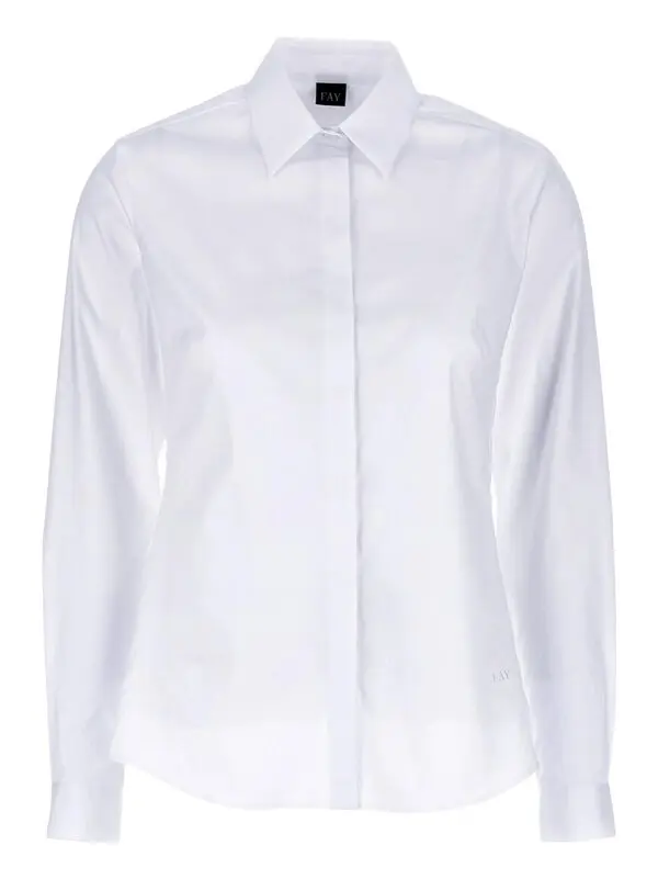 FAY Slim Stretch Poplin Shirt - White