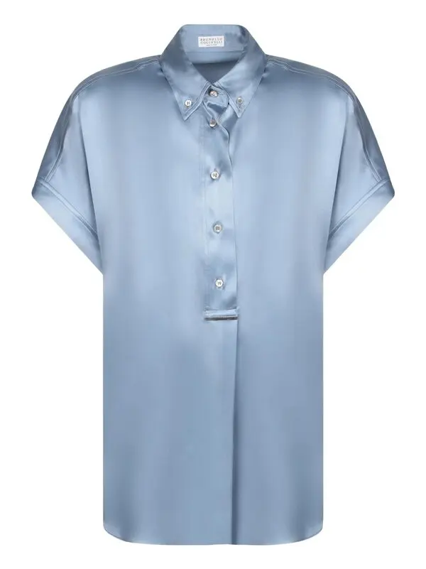 Brunello Cucinelli Short Sleeve Buttoned Blouse - No