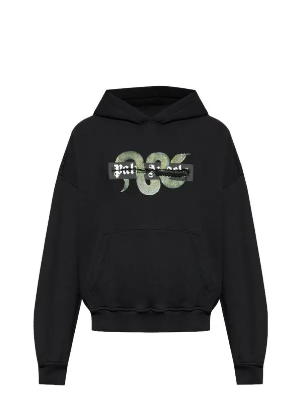 Palm Angels Snake Zip Box Hoodie - Black
