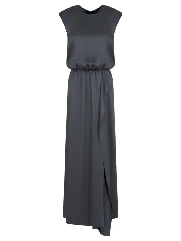 Giorgio Armani Sleeveless Satin Maxi Dress - Grey