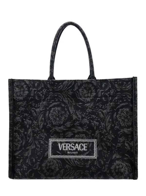 Versace Athena Barocco Jacquard Large Tote Bag - Black
