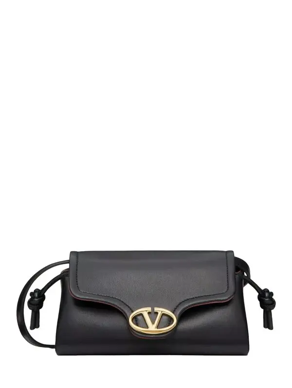 Valentino Garavani Vlogo Plaque Foldover Shoulder Bag - Black