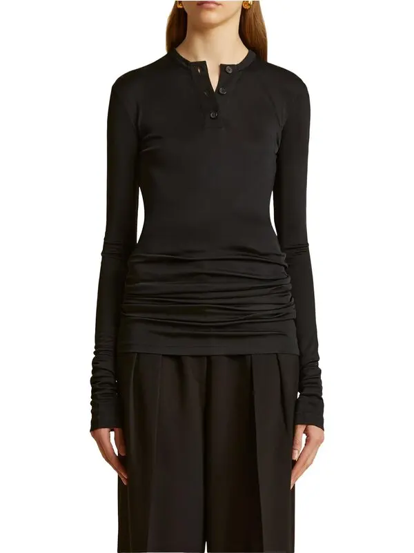 Khaite Long-sleeved Button T-shirt - Black