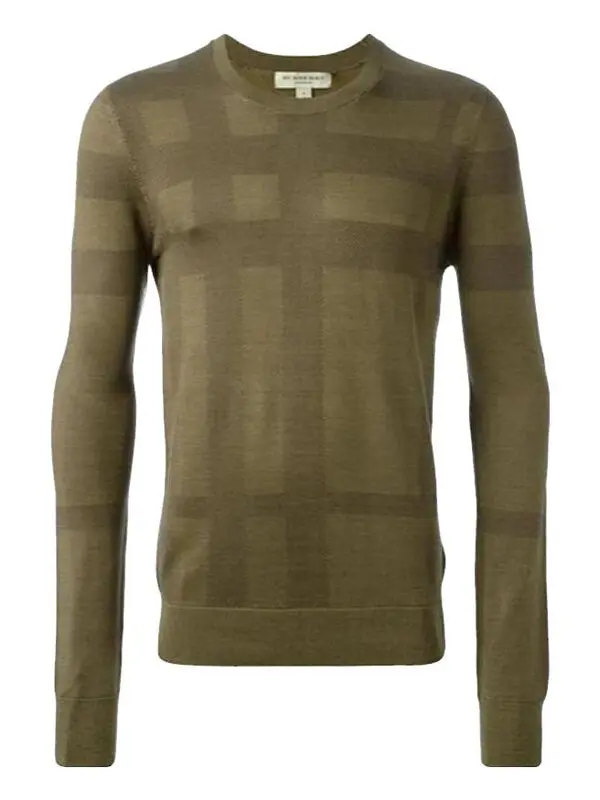 Burberry Checkered Detail Long Sleeve Pullover - Green