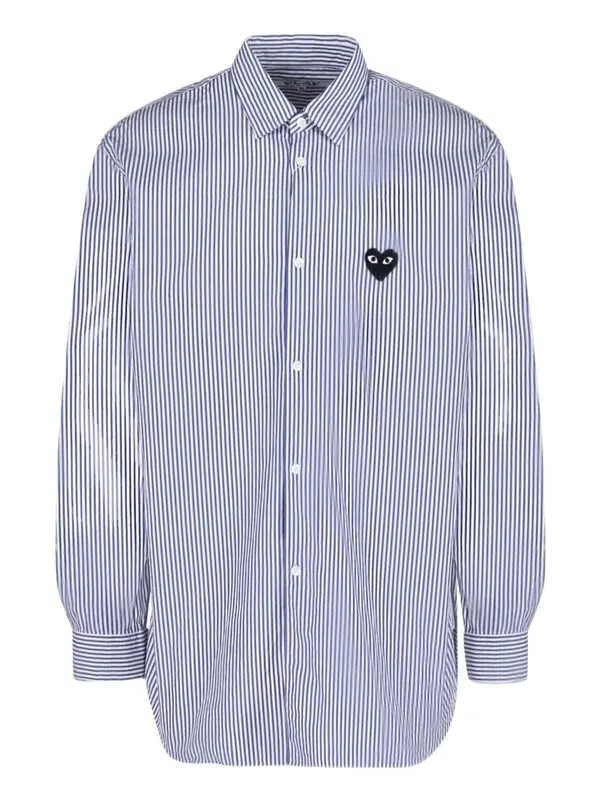 Play Comme Des Garcon Striped Shirt With Logo Patch - Purple