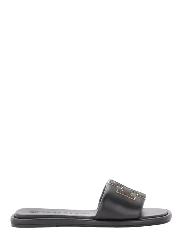 Tory Burch Double T Sport Slides - Black