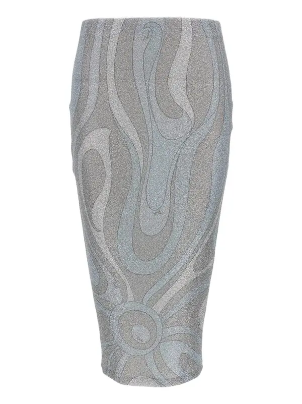 Emilio Pucci Marmo-print Midi Skirt - Gray
