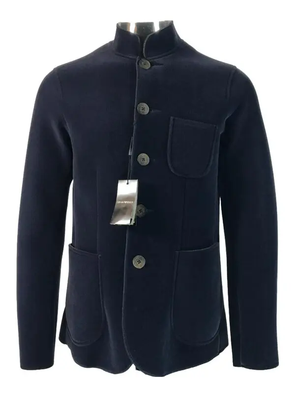 Emporio Armani Logo Collar Coat - Black