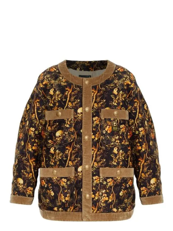 R13 Long Sleeve Jacket With Skull Graphic - Brown