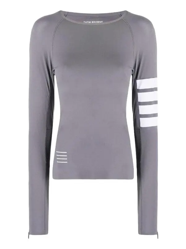 Thom Browne 4-bar Compression Long Sleeve Top - Medium Gray