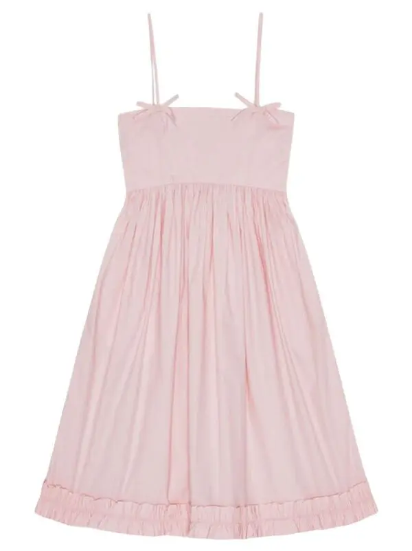GANNI Strappy Midi Dress With Bow Details And Flounce Hem - Pink