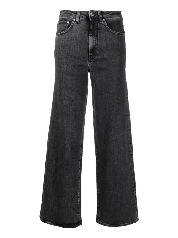 TOTEME Cropped Wide Leg Jeans - Black