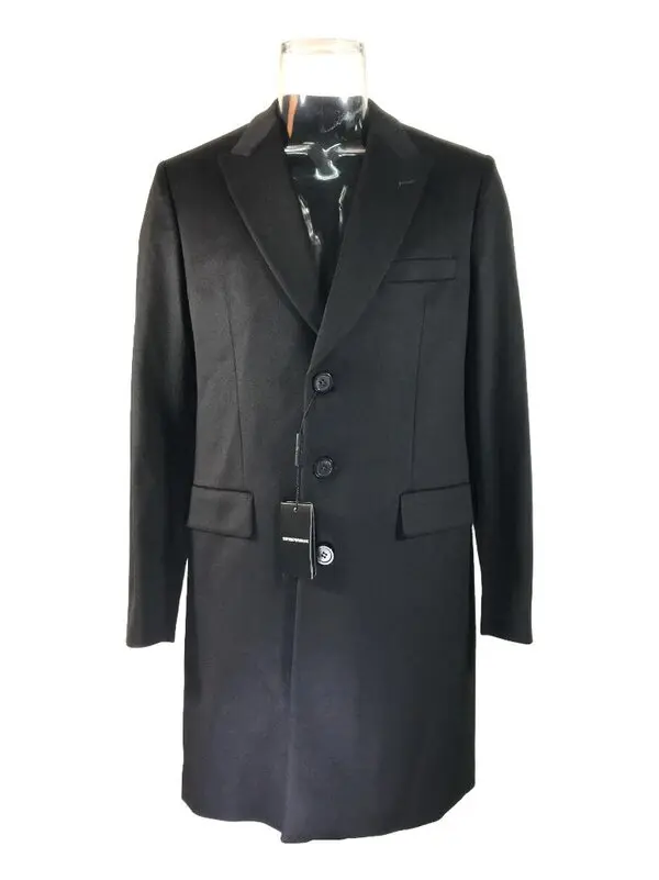 Emporio Armani Single-breasted Wool Coat - Black