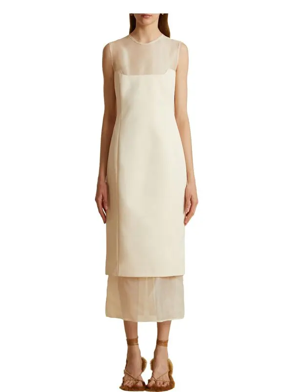 Khaite Sleeveless Layered Sheer Dress - White