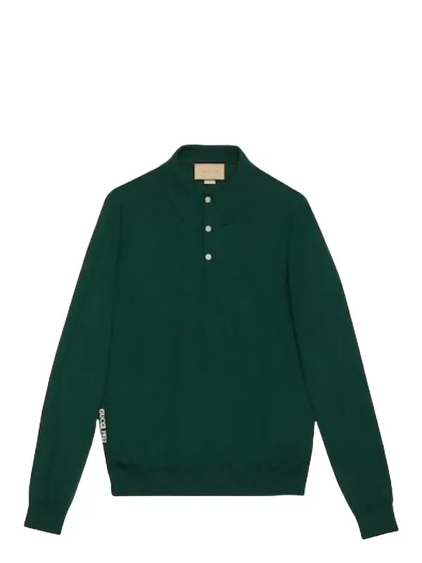 Gucci Logo Embroidered Collared Sweater - Black
