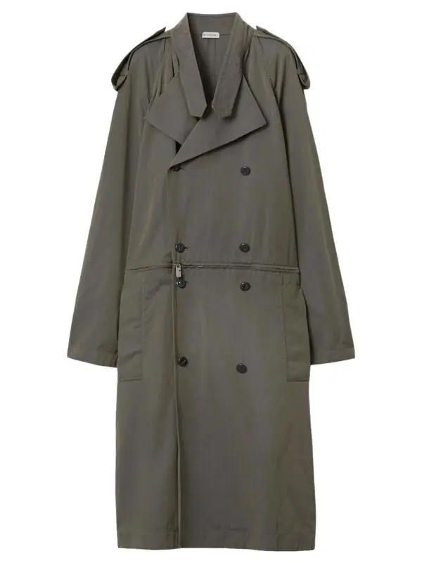 Burberry Cotton-linen Blend Trench Dress - Gray