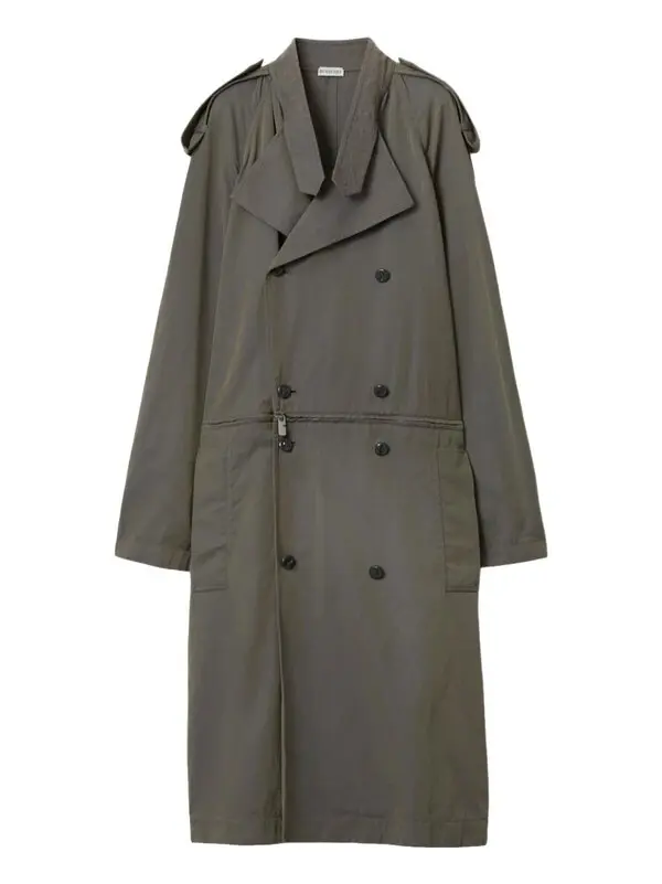 Burberry Cotton-linen Blend Trench Dress - Gray