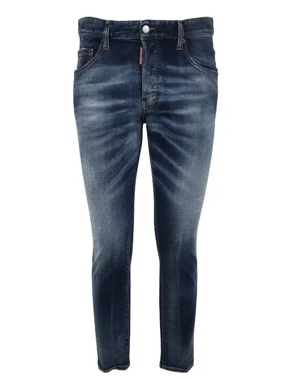 Dsquared2 Distressed Logo Patch Slim-fit Jeans - Blue