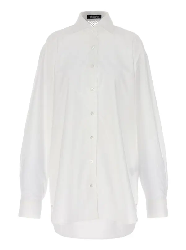 Raf Simons Long-sleeve Buttoned Shirt With Mesh Detail - White