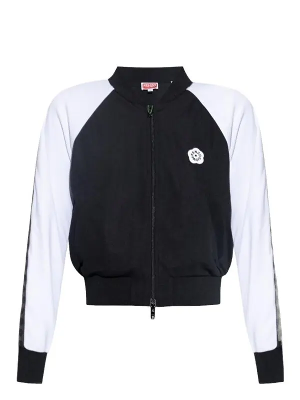 Kenzo Logo Embroidered Zip-up Sweatshirt - Black