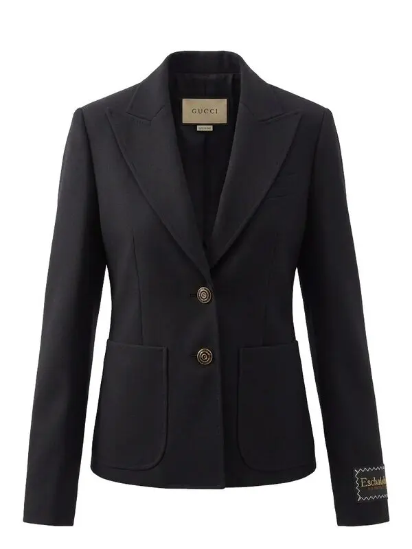 Gucci Single-breasted Blazer With Patch Detail - Black