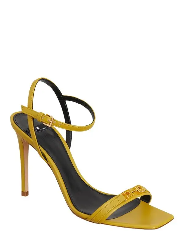 Elisabetta Franchi Heeled Open Toe Sandals With Logo Detail - Black