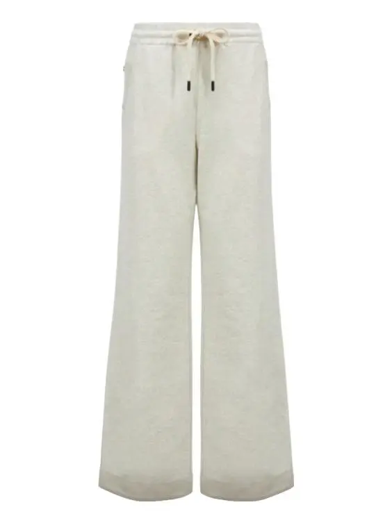 Moncler Cotton Linen Wide-leg Track Pants - Ice Gray