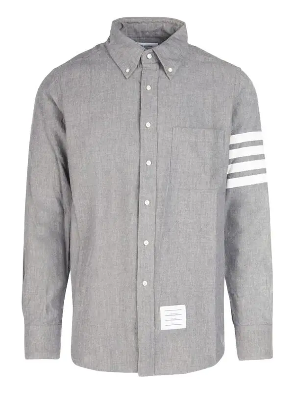 Thom Browne 4-bar Denim Shirt - Medium Gray