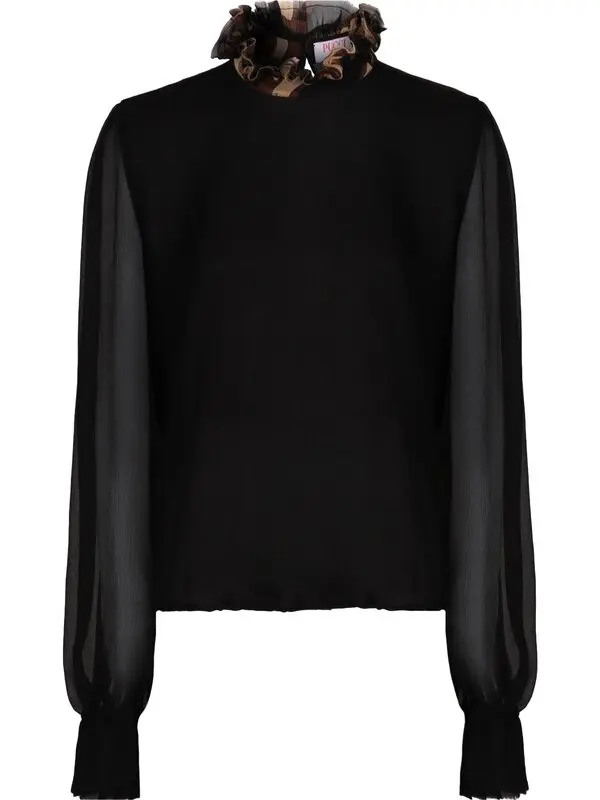 Emilio Pucci Ruffled Collar Silk Blouse - Black