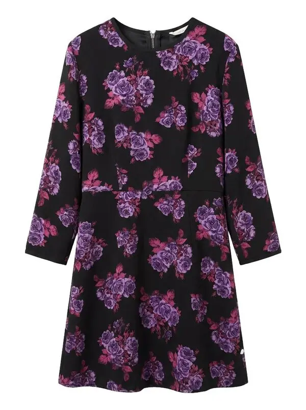 Max Mara Crewneck Floral Print Dress - Black