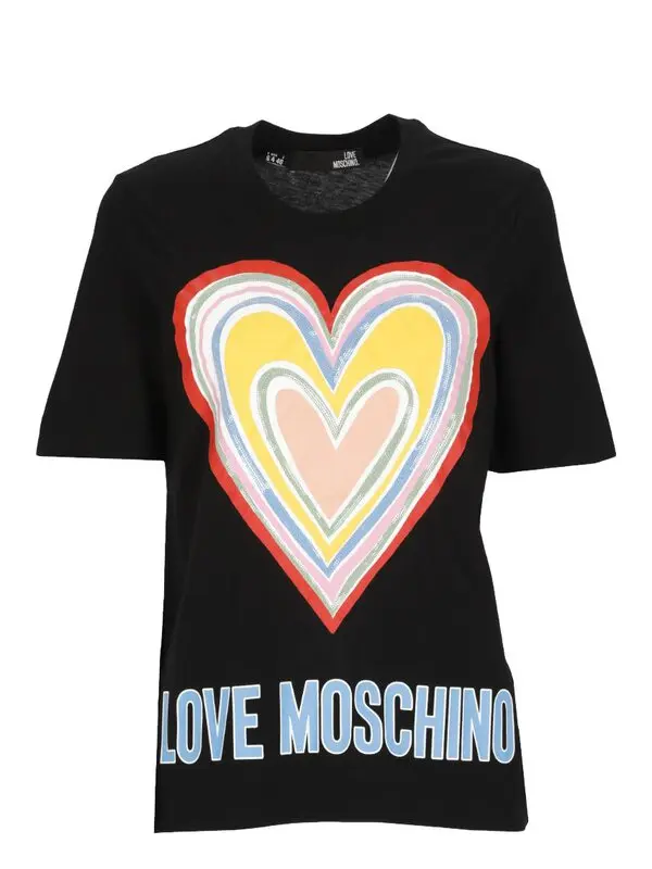 Moschino Heart Print T-shirt - Black