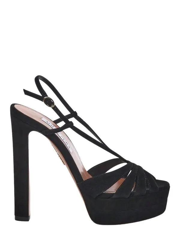 AQUAZZURA Suede Platform Sandals - Black