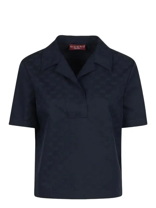 Gucci Gg Embossed Short-sleeve Polo Shirt - Blue