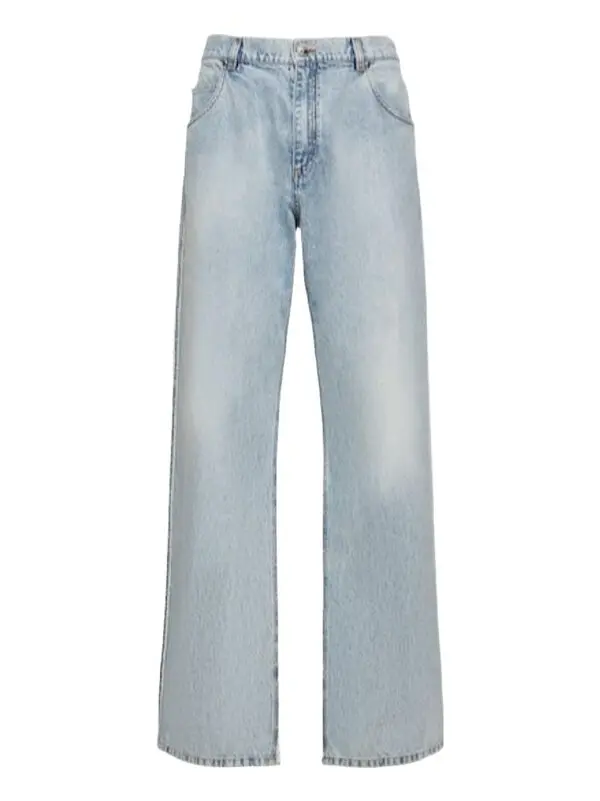 Balmain Logo Wide-leg Jeans - Gray