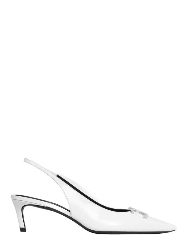 Celine Alma Triomphe Slingback In Glossy Calfskin - Optical White