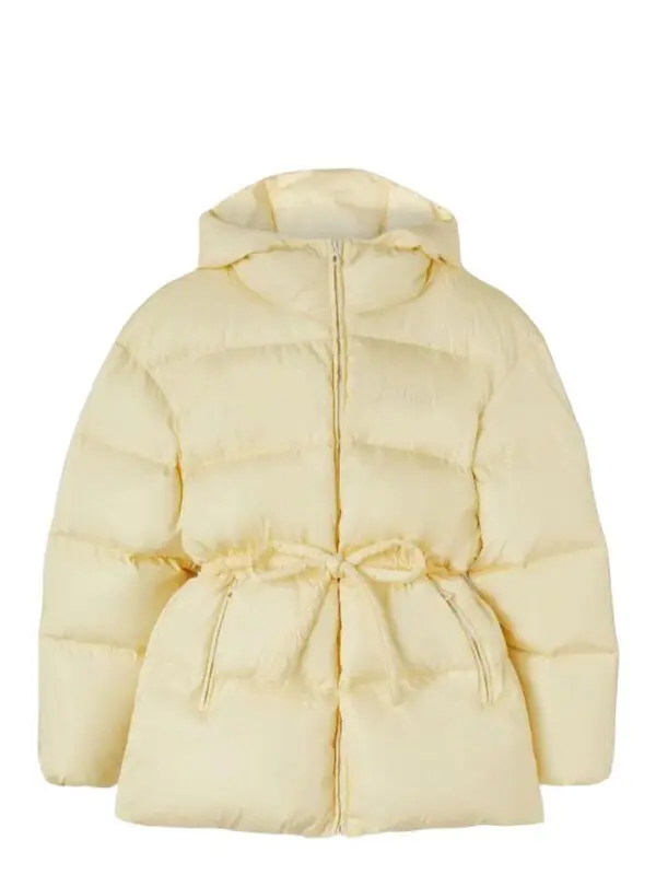 Palm Angels Padded Down Jacket With Embroidered Logo And Drawstring Waist - Nude