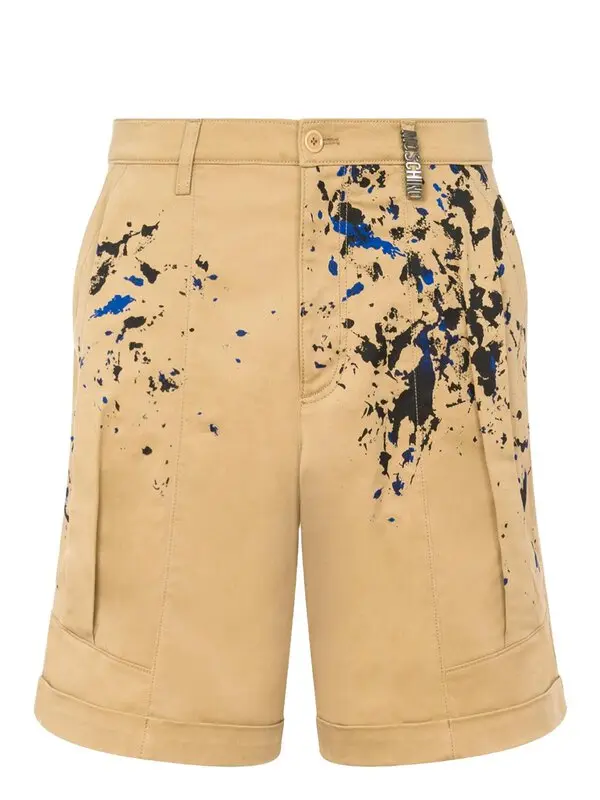 Moschino Painterly Print Cotton Shorts - Nude