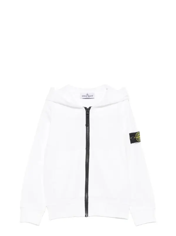 Stone Island Hooded Zip-up Sweatshirt - White