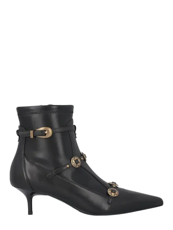 Pinko Buckled Leather Ankle Boots - Black