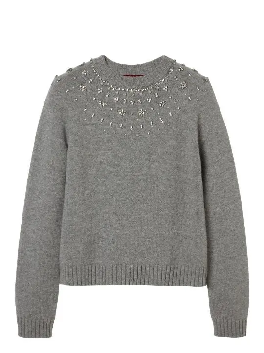Gucci Embellished Crew-neck Sweater - Grey