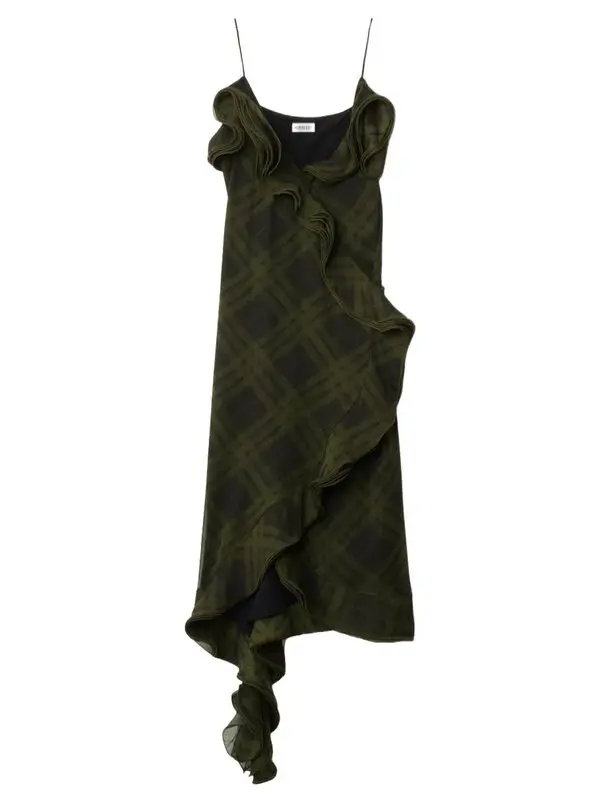 Burberry Check Silk Wrap Dress - Oil